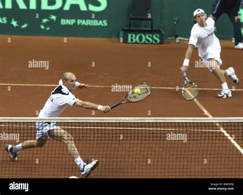 Russia S Igor Andreyev In The Background And Nikolai Davydenko In The