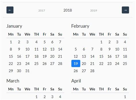 Customizable Year Calendar Plugin For Bootstrap 4 Free JQuery Plugins