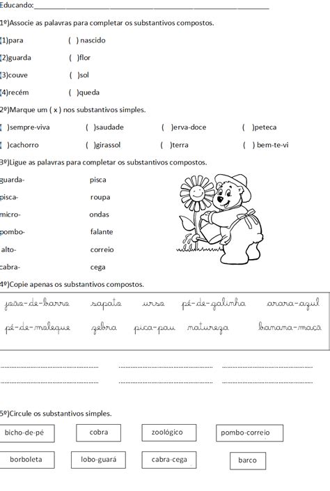 Atividade Substantivo Simples E Composto Nazaedu