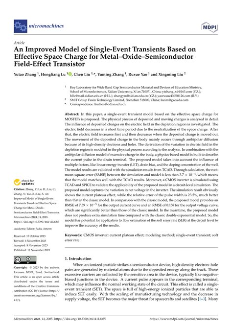 Pdf An Improved Model Of Single Event Transients Based On Effective Space Charge For Metal