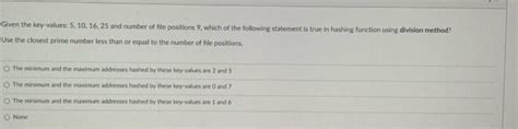 solved given the key values 5 10 16 25 and number of flle
