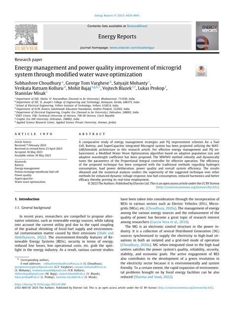 Pdf Energy Management And Power Quality Improvement Of Microgrid System Through Modified Water