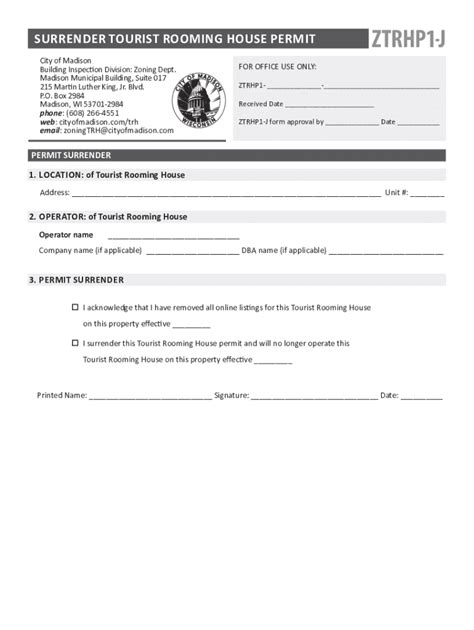 Fillable Online Surrender Tourist Rooming House Permit Fax Email Print Pdffiller