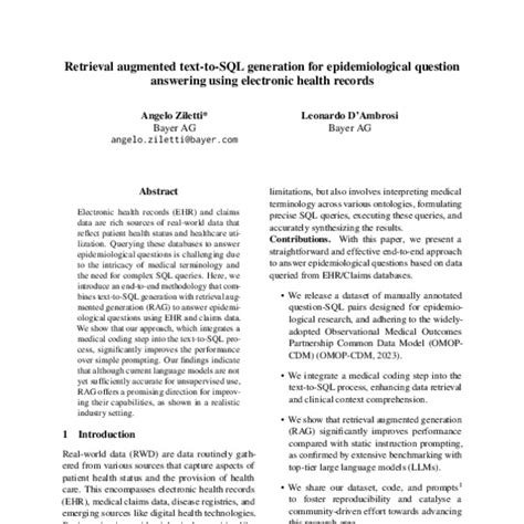 Retrieval Augmented Text To Sql Generation For Epidemiological Question Answering Using
