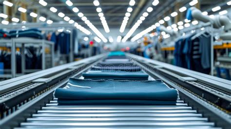Industrial Robots Sorting Textiles On Automated Production Line Stock