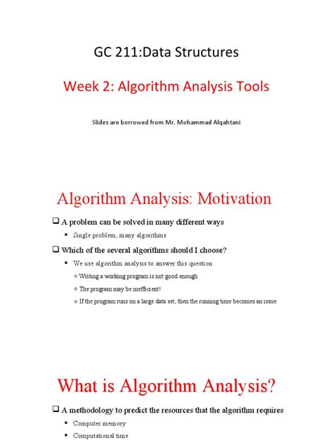 Gc 211data Structures Week 2 Algorithm Analysis Tools Pdf Time
