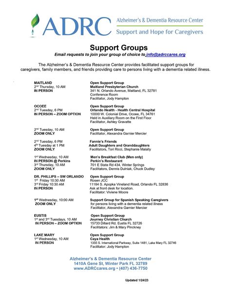 Alzheimers And Dementia Caregiver Open Support Group One Senior Place