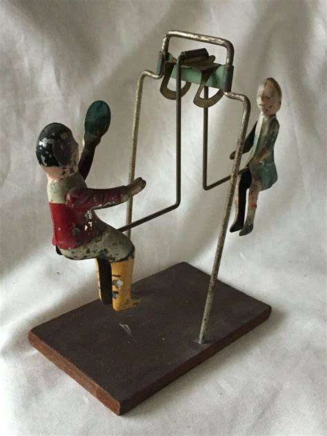 Antique Gibbs Teeter Totter Balance Seesaw Wood And Tin Toy Late 1800s