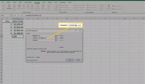 Excel Sum And Offset Formula