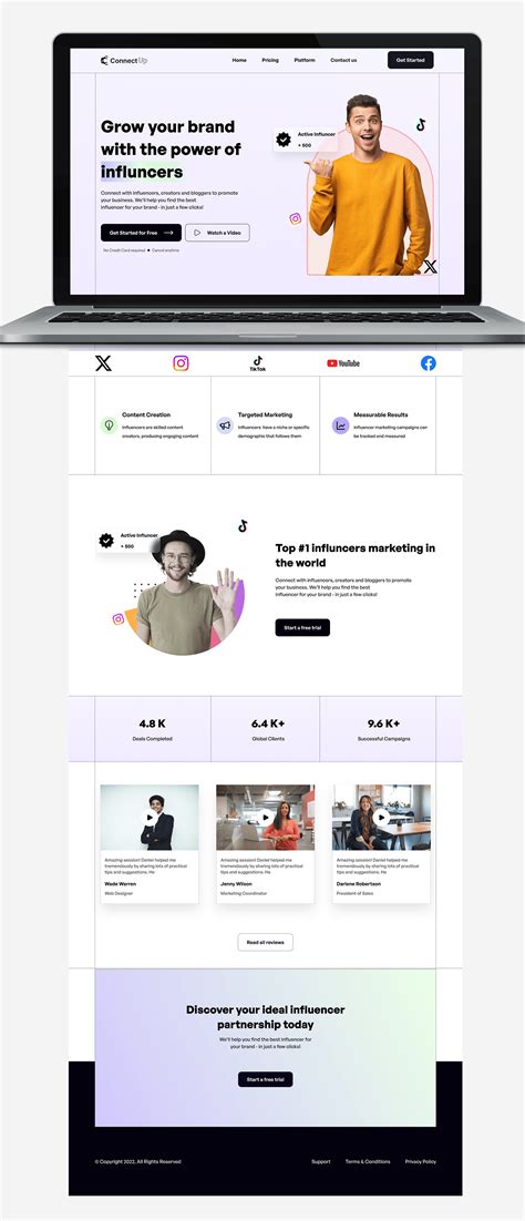 connect up responsive ui landing page design behance