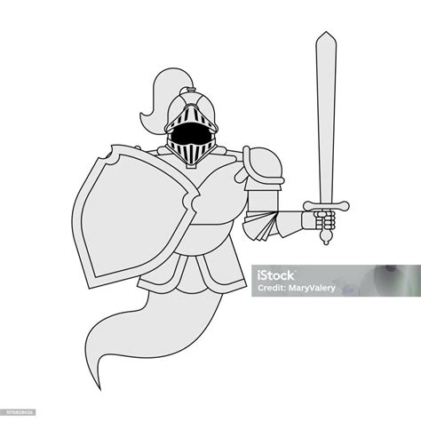 기사 유령 고립 금속 갑옷 전사입니다 철 갑옷입니다 벡터 일러스트 레이 션 The Crusades에 대한 스톡 벡터 아트 및