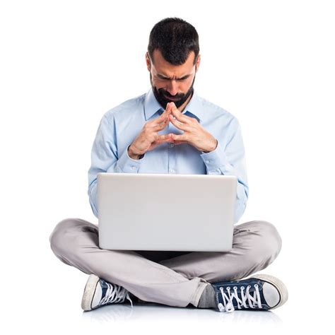 Free Photo Man With Laptop Thinking