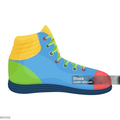 걷기와 스포츠를위한 밝은 청소년 신발 남성과 여성을위한 밝은 운동화 색깔의 신발 스포츠 스니커즈 흰색 배경에서 격리된 벡터 그림입니다 0명에 대한 스톡 벡터 아트 및 기타