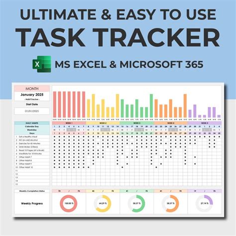 Task Tracker Template Excel Spreadsheet Monthly Weekly Daily Task Planner Excel Task