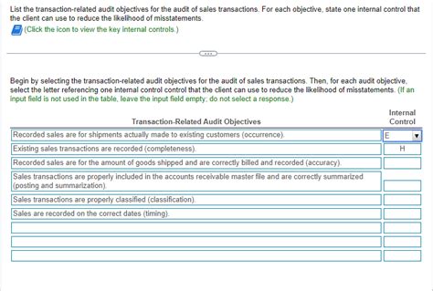 Solved List The Transaction Related Audit Objectives For The
