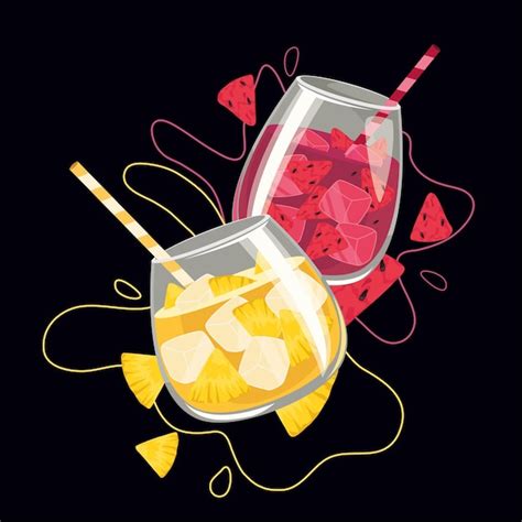 수박과 파인애플 주스 무료 벡터