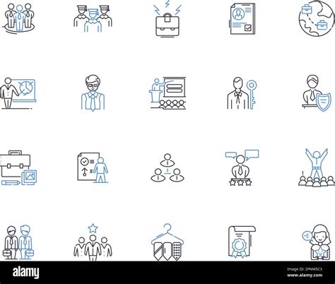 Oversight Coordination Line Icons Collection Supervision Management Control Governance