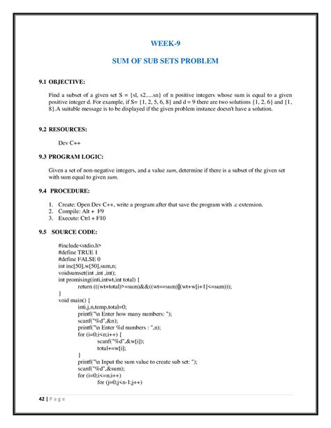 Sales Person Traversal Problem 42 P A G E Week Sum Of Sub Sets