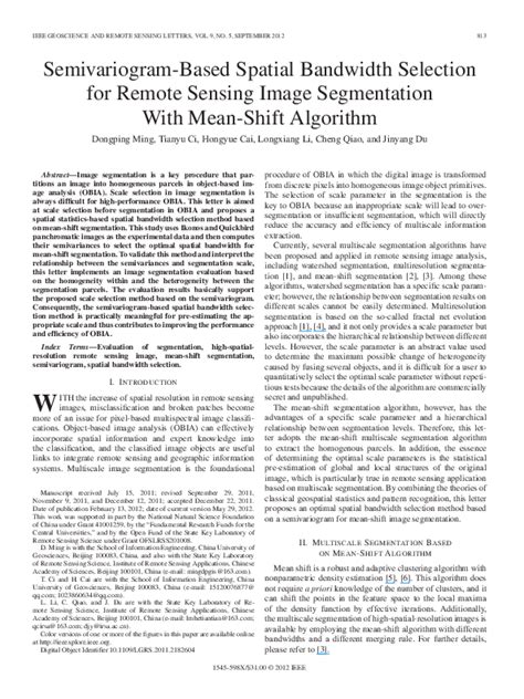 pdf semivariogram based spatial bandwidth selection for remote