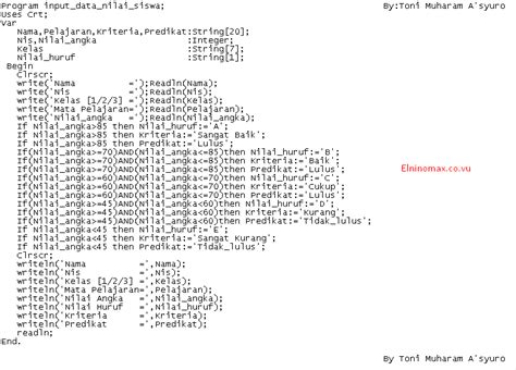 Program Input Data Nilai Siswa Turbo Pascal Elninomax™