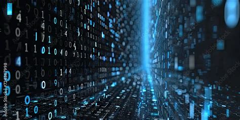 3d Blur Binary Data With Dots And Lines Depth Of Field Effect