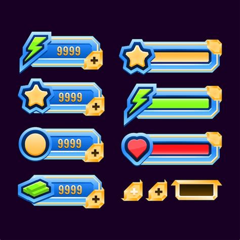 premium vector set of game ui animate from low to full indicator