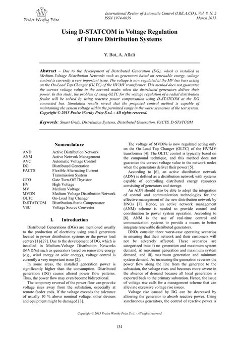 Pdf Using D Statcom In Voltage Regulation Of Future Distribution Systems
