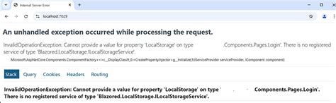 Blazor An Unhandled Exception Occurred While Processing The Request 에러