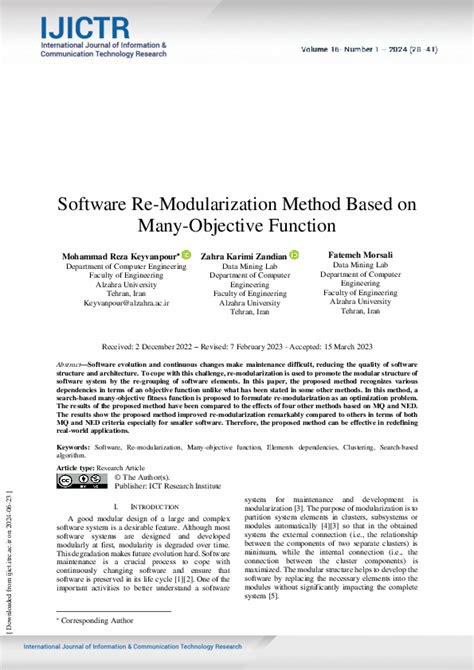 Pdf Software Re Modularization Method Based On Many Objective Function