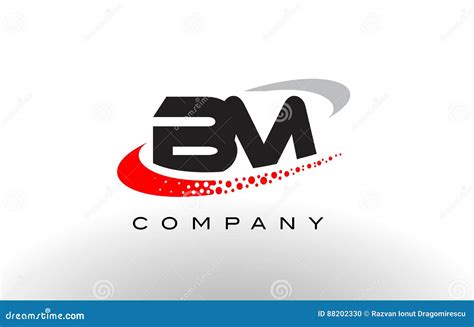 Bm Modern Letter Logo Design With Red Dotted Swoosh Stock Vector Illustration Of Dots Icon