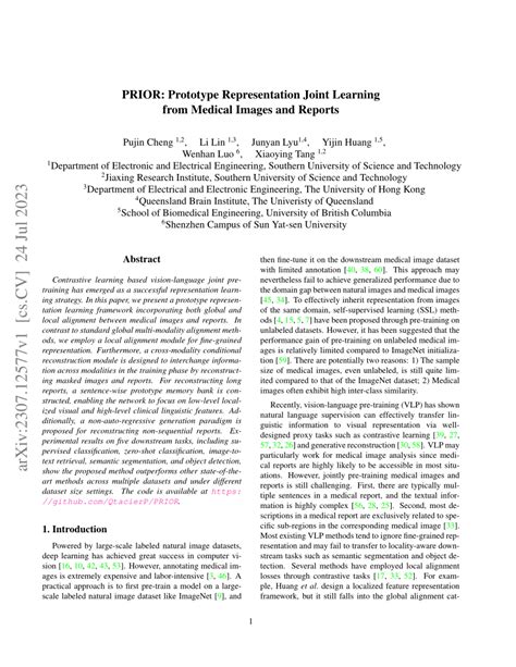 Pdf Prior Prototype Representation Joint Learning From Medical