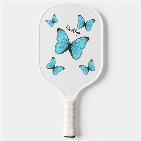 Morpho Butterflies Cartoon Illustration Pickleball Paddle
