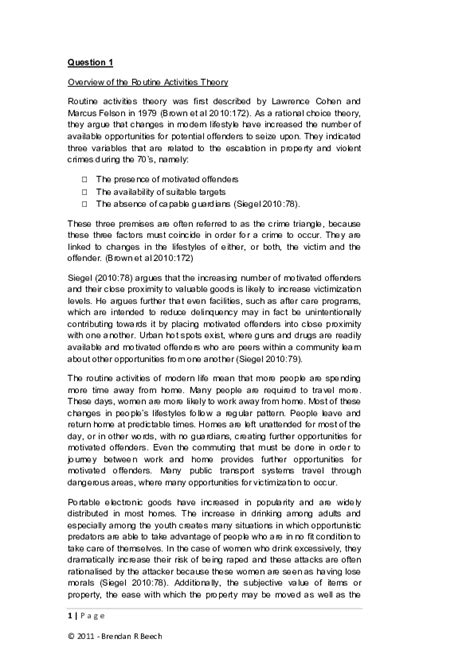 Pdf Overview Of The Routine Activities Theory