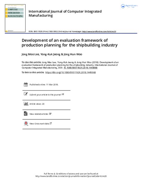 Pdf Development Of An Evaluation Framework Of Production Planning For The Shipbuilding Industry