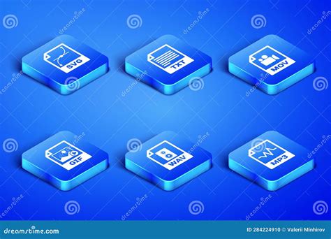 Set Mp3 File Document Svg Wav  Txt And Mov Icon Vector Stock Illustration Illustration