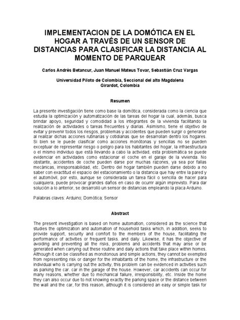 sensor de distancias domótica pdf arduino diodo emisor de luz
