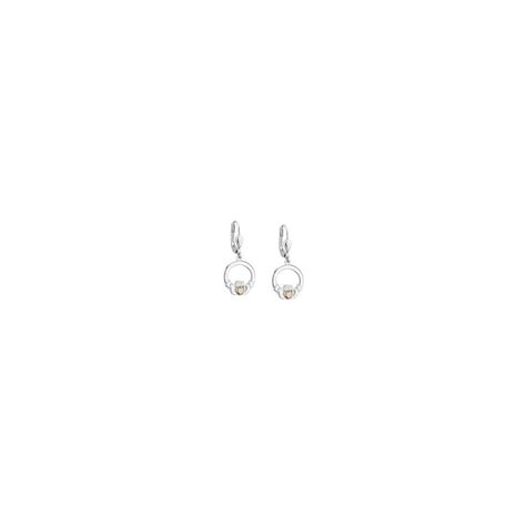 Solvar Sterling Silver Gold Heart Claddagh Drop Earrings Jewellery