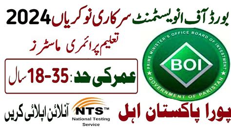 Board Of Investment Islamabad Jobs August 2024 September Nts Apply