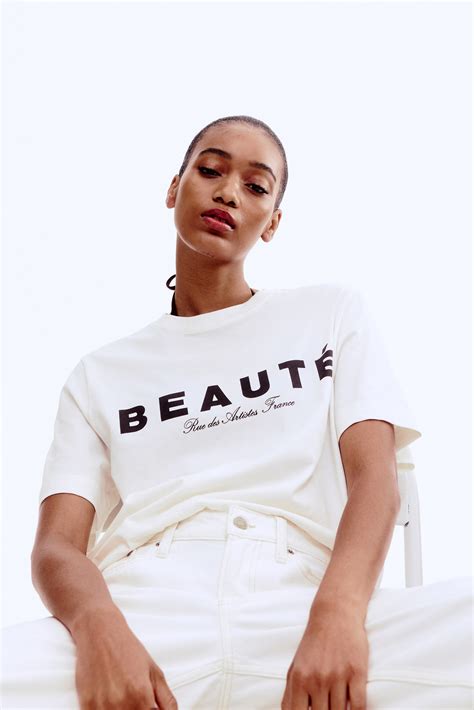 Printed T Shirt Whitebeauté Ladies Handm Us