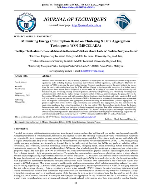 pdf minimizing energy consumption based on clustering and data