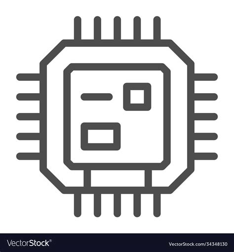 Central Processing Unit Line Icon Robotization Vector Image