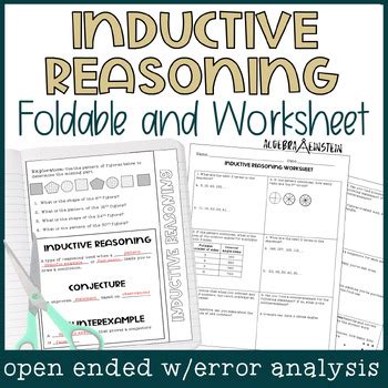 Inductive Reasoning Notes Foldable And Worksheet By Algebra Einstein