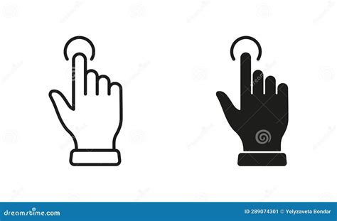 Click Gesture Hand Cursor Of Computer Mouse Line And Silhouette Icon