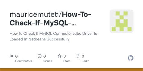 Github Mauricemutetihow To Check If Mysql Connector Jdbc Driver Is