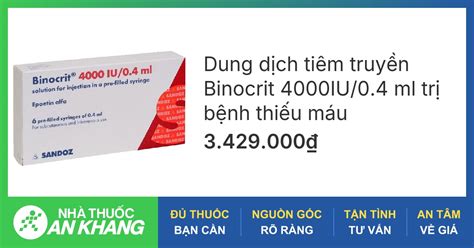 Dung Dịch Tiêm Truyền Binocrit 4000iu04 Ml Trị Bệnh Thiếu Máu 6 Bơm