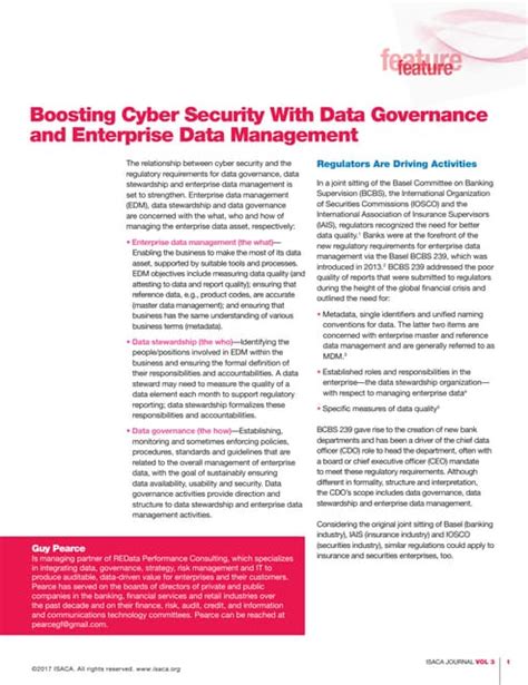Boosting Cybersecurity With Data Governance Peer Reviewed Pdf