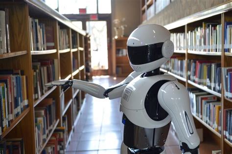 Premium Photo A Robot Librarian Assisting Patrons With Book Reco
