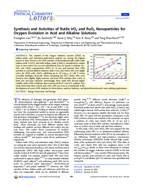 Pdf Synthesis And Activities Of Rutile Iro2 And Ruo2 Nanoparticles For Oxygen Evolution In