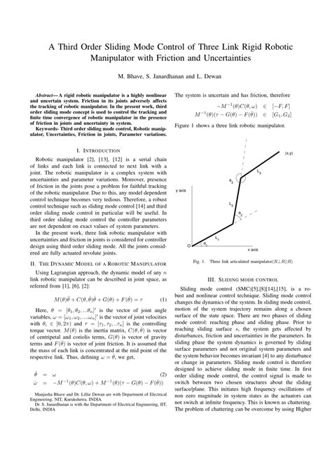 pdf a third order sliding mode control of three link rigid robotic