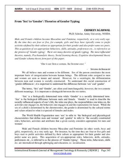 Pdf From ‘sex To ‘gender Theories Of Gender Typing